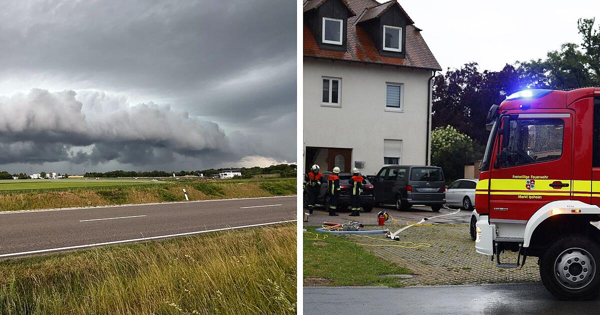 Heftige Unwetter über Franken: Stromausfall und vollgelaufene Keller